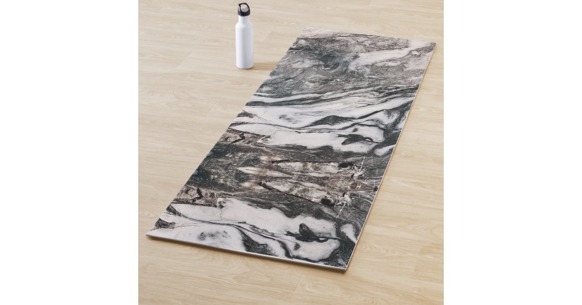 Black and White Marble Texture Pattern Yoga Mat | Zazzle