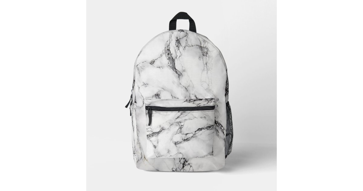 Black And White Marbled Printed Backpack | Zazzle