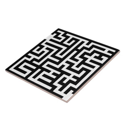 Black and White Maze Ceramic Tile | Zazzle