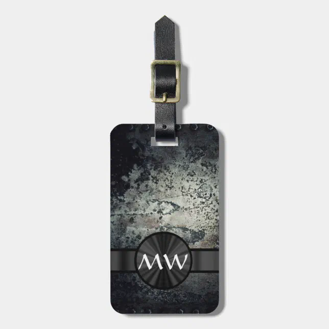 Black and white metallic rust luggage tag | Zazzle