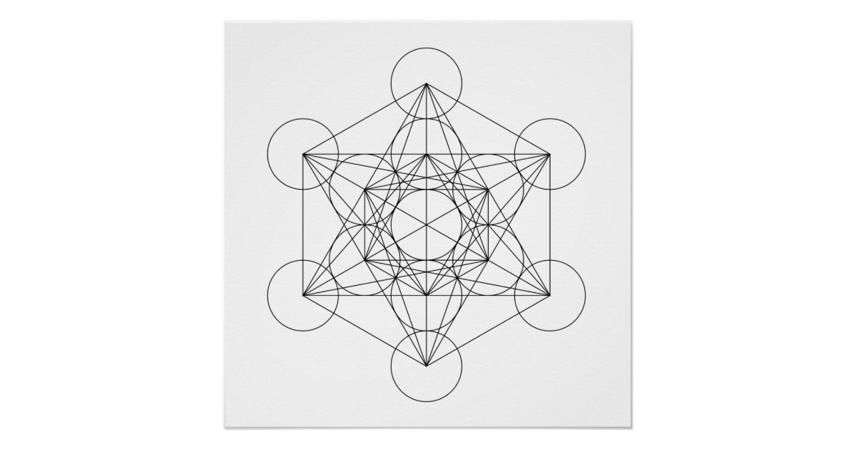 Black and White Metatron's Cube Poster | Zazzle