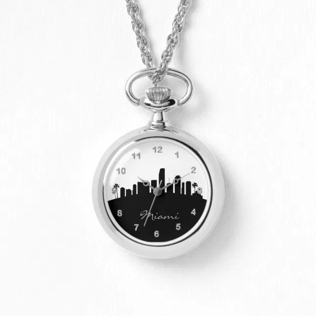 Black and White Miami, Florida Skyline Watch | Zazzle