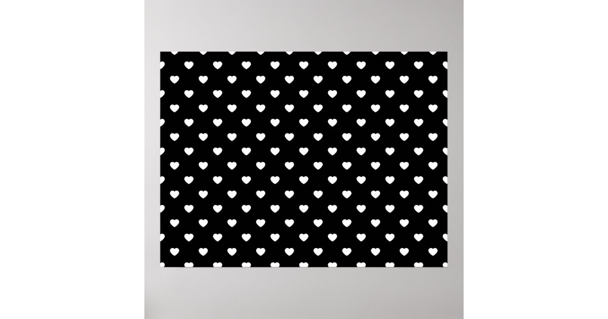 Black and White Mini Hearts Pattern Poster | Zazzle
