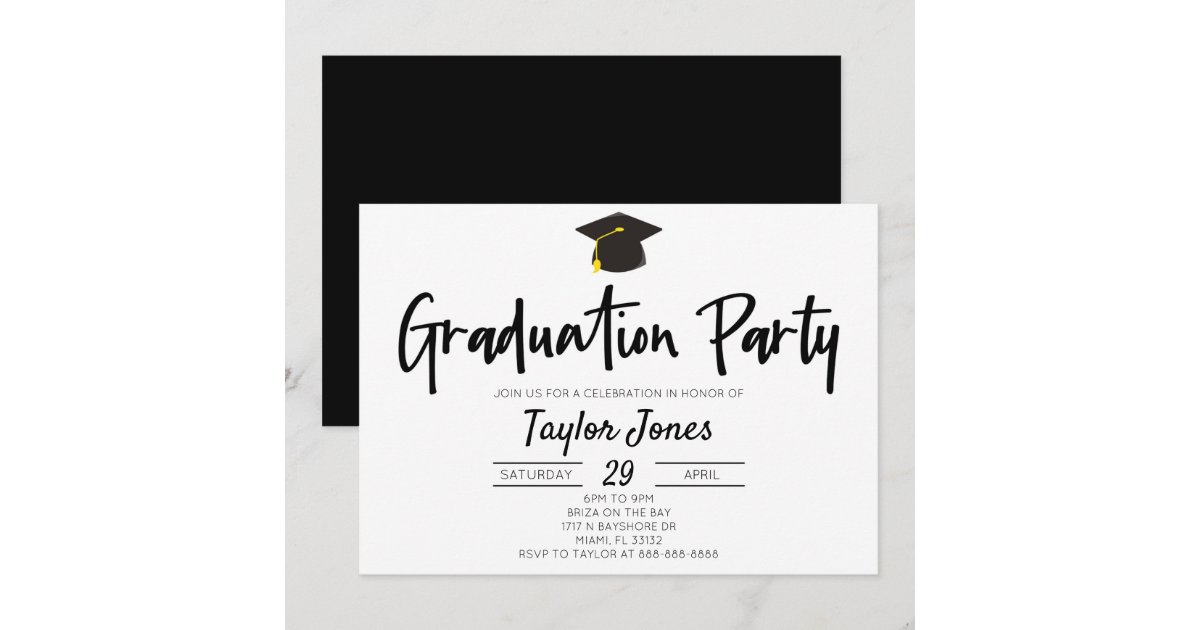 Black and White Minimal Graduation Party Invitation | Zazzle