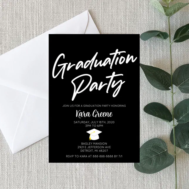 Black and White Minimal Graduation Party Invitation | Zazzle