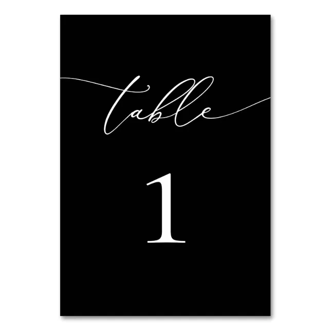 Black and White Minimalist 1 Table Number | Zazzle