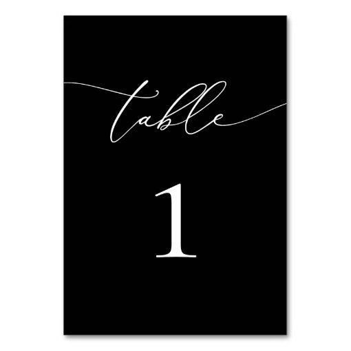 Black and White Minimalist 1 Table Number | Zazzle