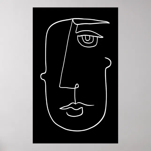 Black and White Minimalist Abstract Face Poster | Zazzle