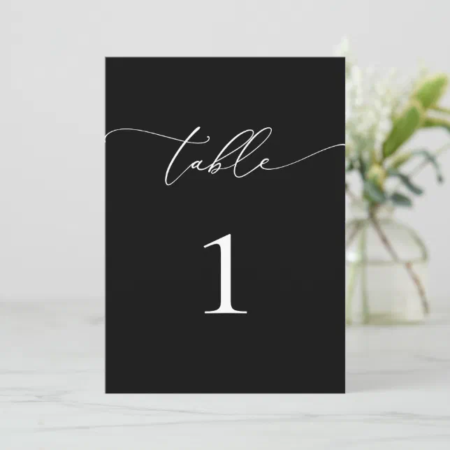 Black and White Minimalist Elegant Table Number | Zazzle