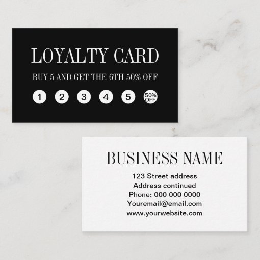 Black and white minimalist loyalty card | Zazzle