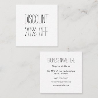 Black and white minimalist modern discount card | Zazzle
