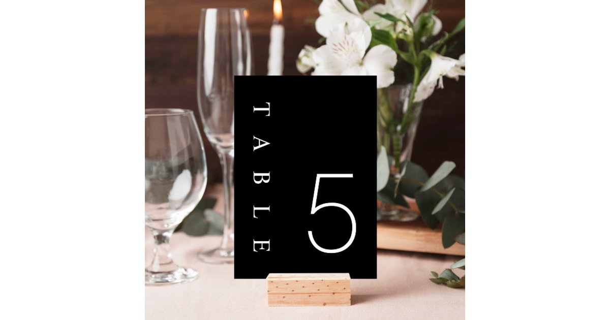 Black and White Minimalist Numbers Table Card | Zazzle