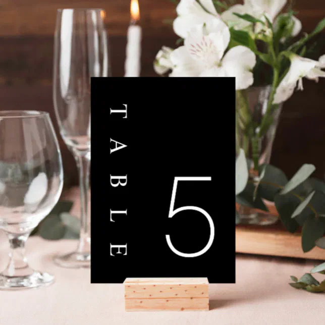 Black and White Minimalist Numbers Table Card | Zazzle