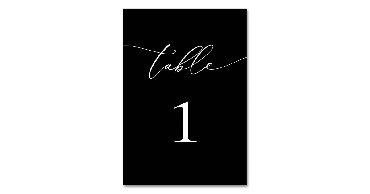Black and White Minimalist Table Number | Zazzle