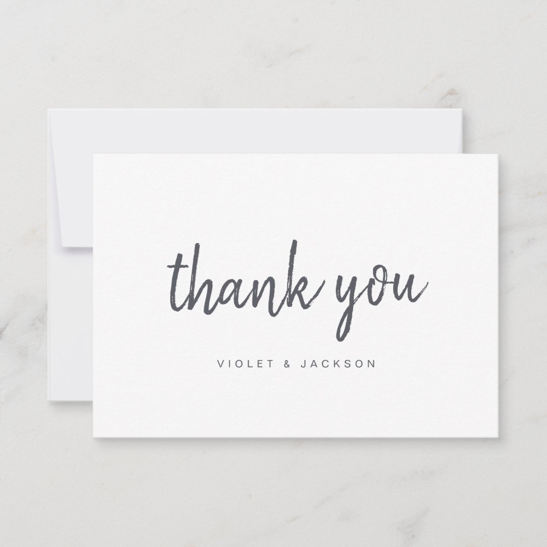 Black and white minimalist thank you script | Zazzle