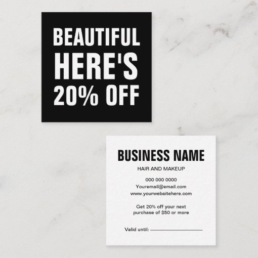Black and white minimalist trendy simple discount card | Zazzle
