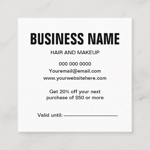 Black and white minimalist trendy simple discount card | Zazzle