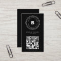 Black and White Minimalist Vertical Qr Code Business Card | Zazzle