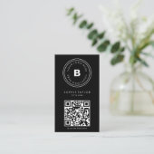 Black and White Minimalist Vertical Qr Code Business Card | Zazzle