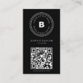 Black and White Minimalist Vertical Qr Code Business Card | Zazzle