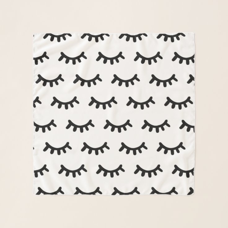 Black and white modern abstract cute eyes pattern scarf | Zazzle