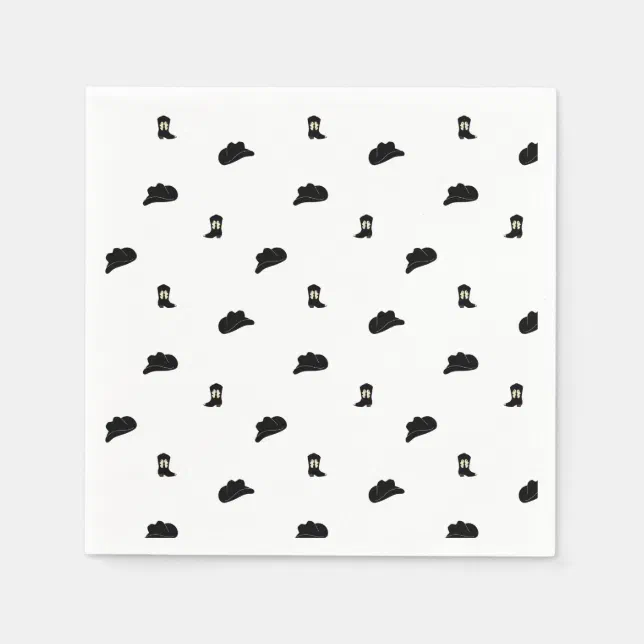 Black and White Modern Cowboy Rodeo Pattern Napkins | Zazzle