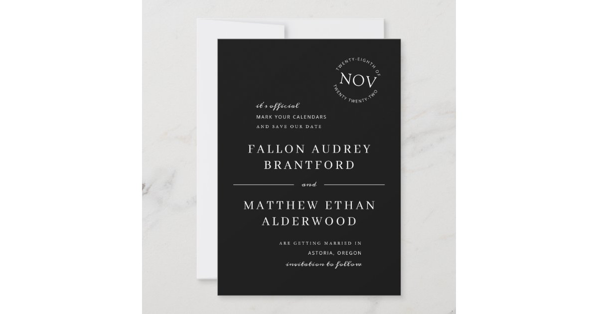 Black and White Modern Date Seal Save the Date | Zazzle