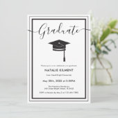 Black and White Modern Graduate Cap Graduation Invitation | Zazzle