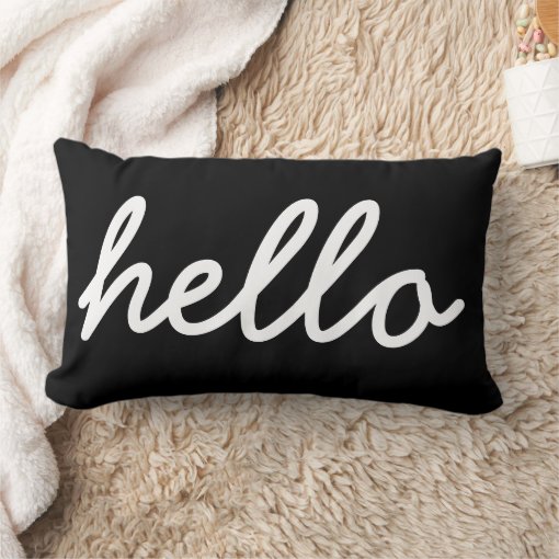 Black and White Modern Hello Throw Pillow | Zazzle
