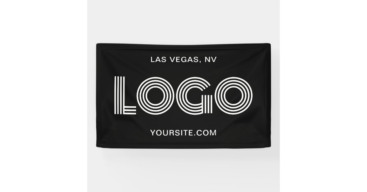 Black and White Modern Large Rectangular Logo Banner | Zazzle