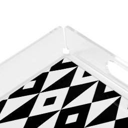 Black and white modern lozenges pattern acrylic tray | Zazzle