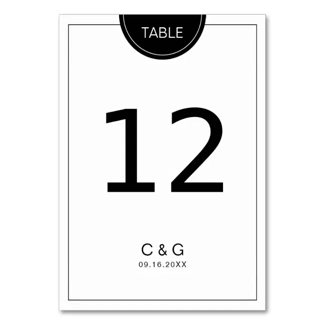 Black and white modern minimalist table number | Zazzle