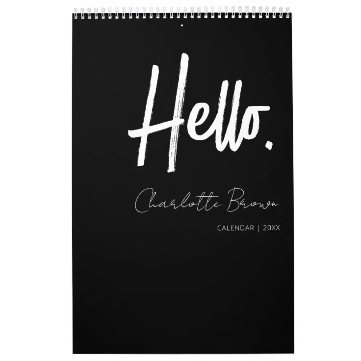 Black and White Modern Minimalist Wall Calendar | Zazzle