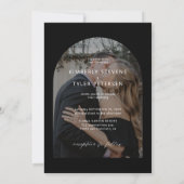 Black and white modern monogram arch photo wedding invitation | Zazzle
