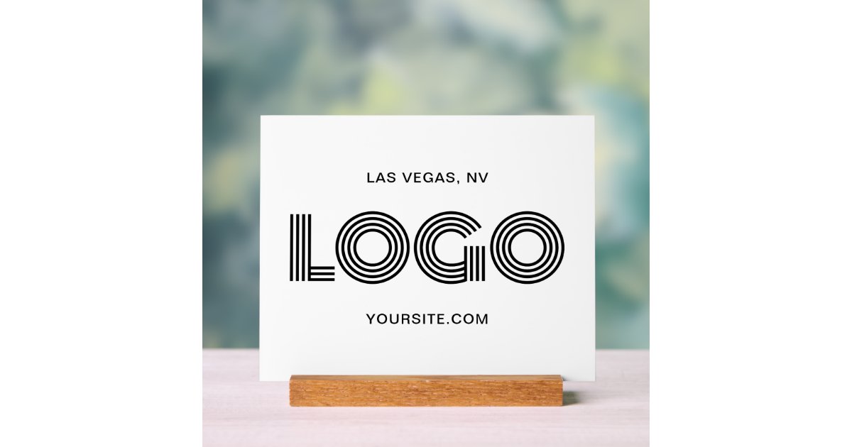 Black and White Modern Rectangular Logo Acrylic Sign | Zazzle