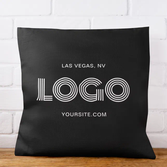 Black and White Modern Rectangular Logo Throw Pillow | Zazzle