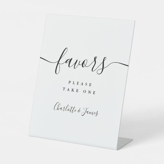 Black And White Modern Script Favors Table Pedestal Sign | Zazzle.com