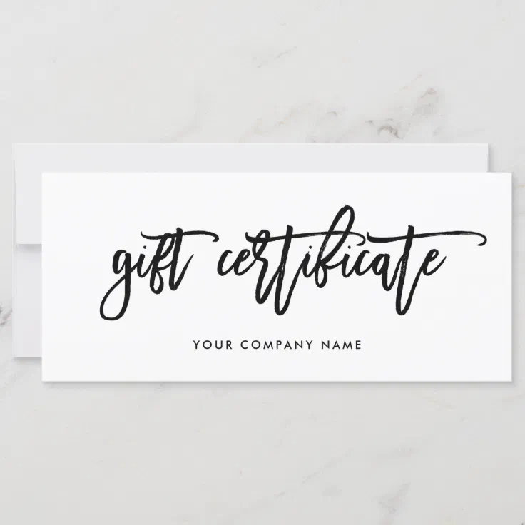 Black and White Modern Script | Gift Certificate | Zazzle