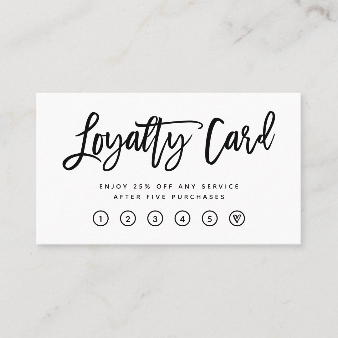 Black and White Modern Script Loyalty Card | Zazzle