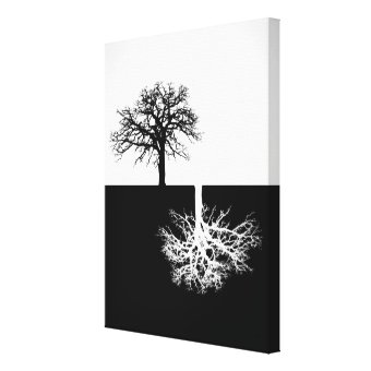 Black and white modern tree art canvas | Zazzle