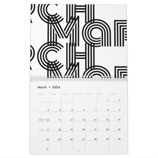 Black and white modern typography calendar | Zazzle