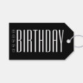 Black And White Modern Typography Happy Birthday Gift Tags | Zazzle