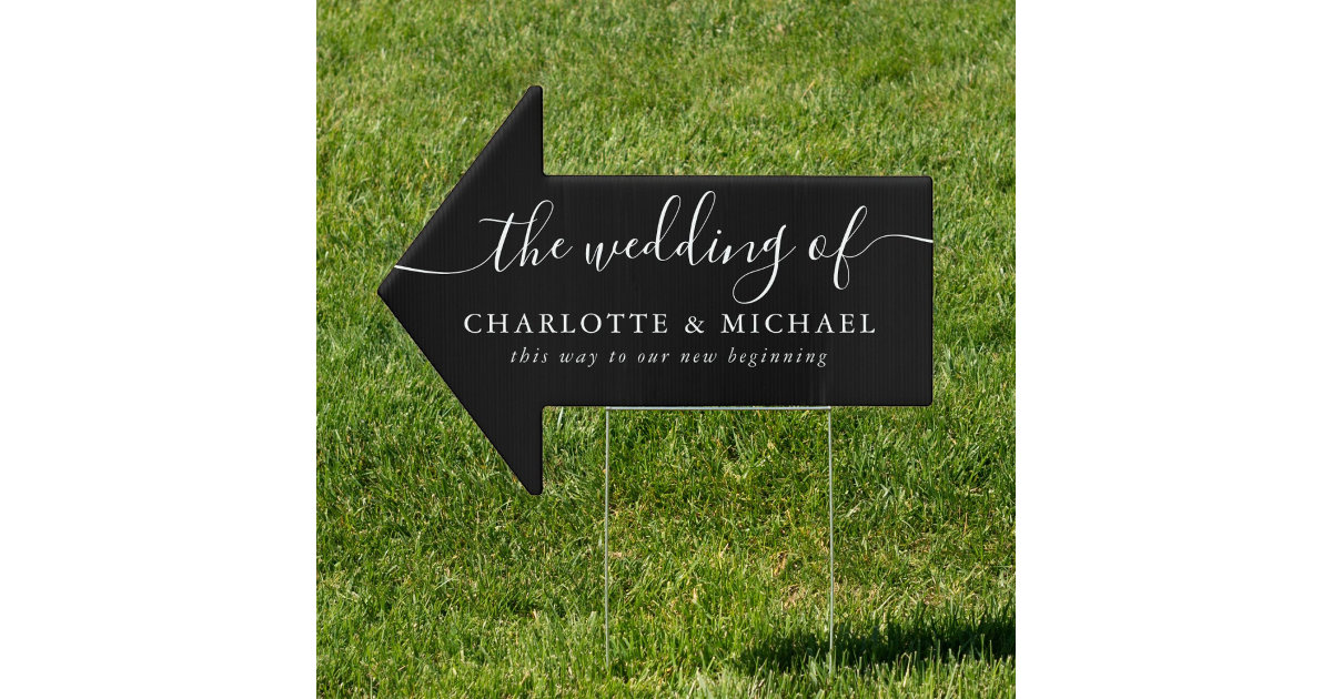 Black and White Modern Wedding This Way Arrow Sign | Zazzle