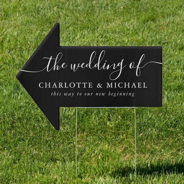 Black and White Modern Wedding This Way Arrow Sign | Zazzle