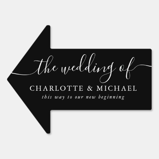 Black and White Modern Wedding This Way Arrow Sign | Zazzle