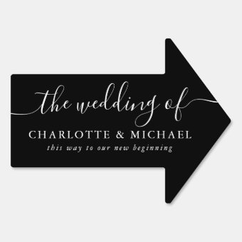 Black and White Modern Wedding This Way Arrow Sign | Zazzle