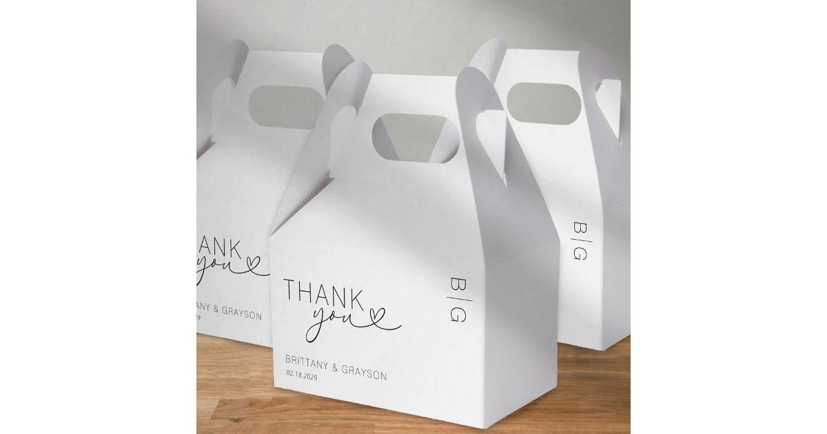 Black and White Monogram Wedding Favor Boxes | Zazzle