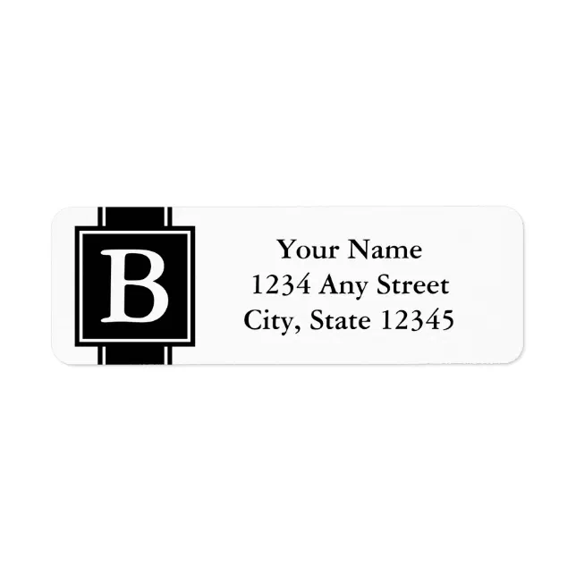 Black and White Monogrammed Return Address Labels | Zazzle