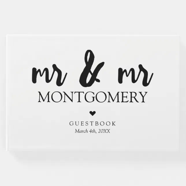 Black and White Mr & Mr Calligraphy Guest Book | Zazzle