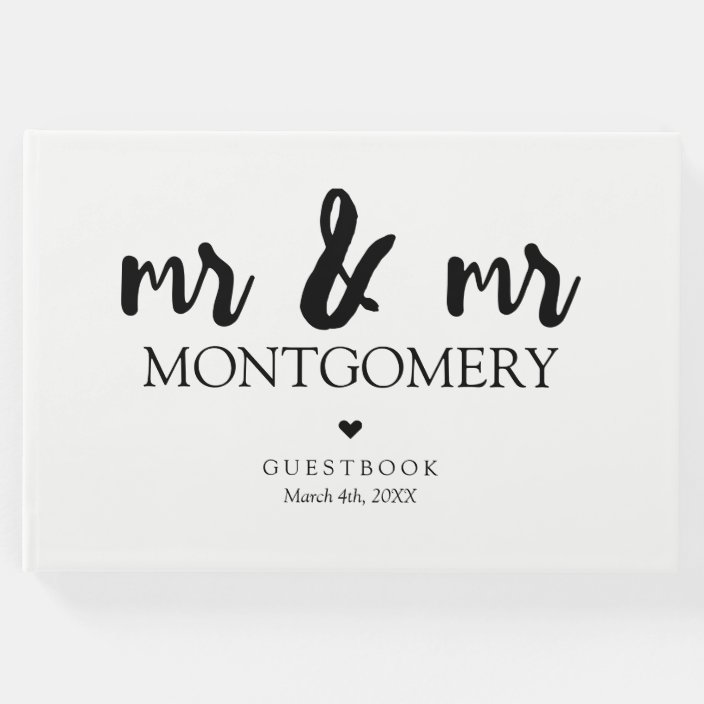 Black and White Mr & Mr Calligraphy Guest Book | Zazzle.com